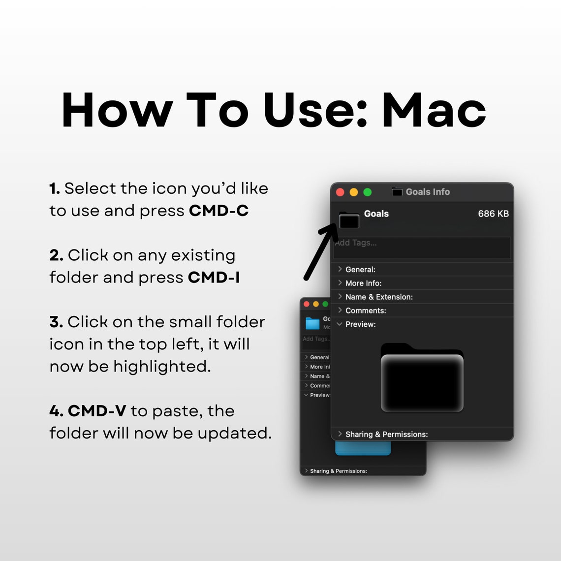 Black and White Folder Icons, Minimalist Desktop Icons for Mac, Folder ...