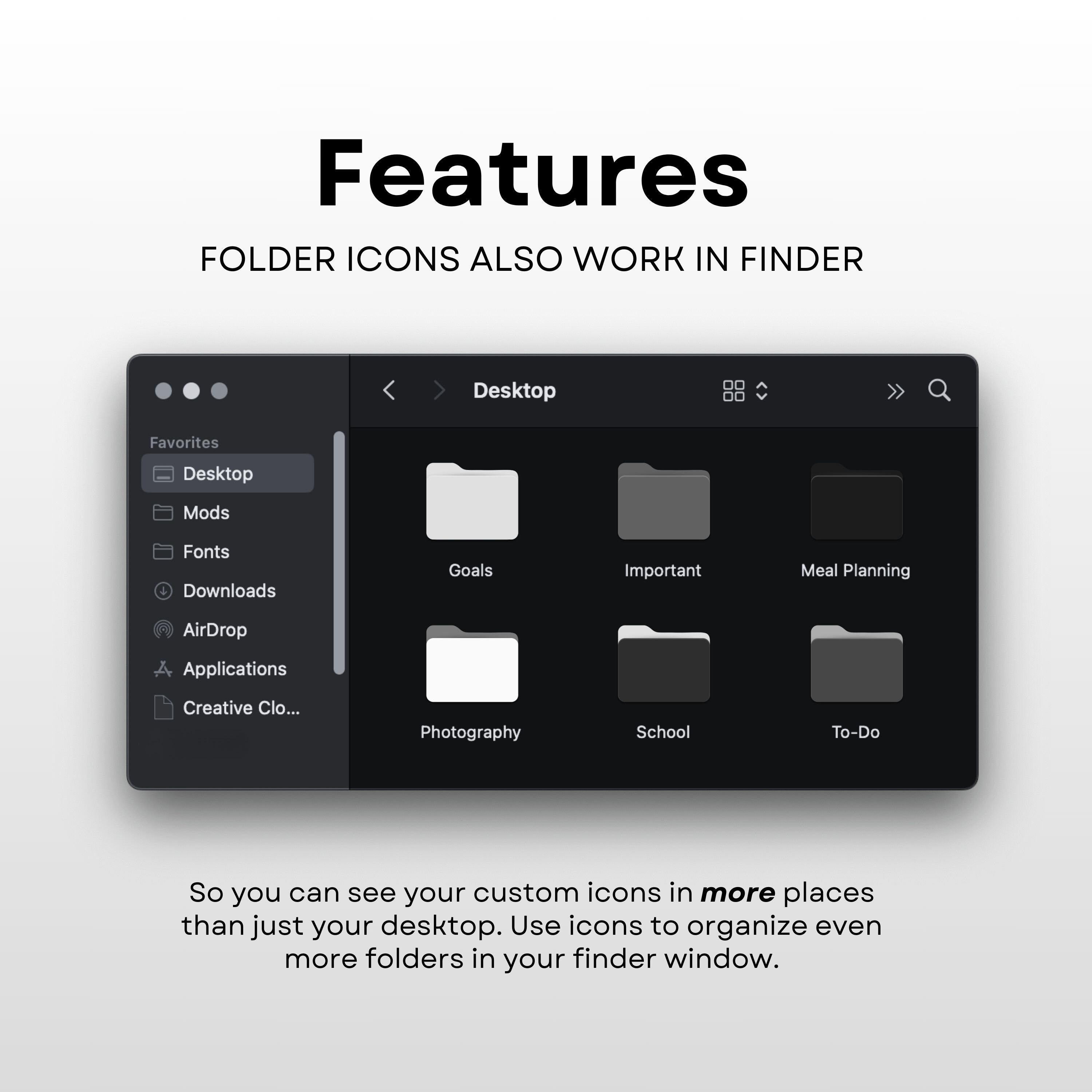 Black and White Folder Icons, Minimalist Desktop Icons for Mac, Folder ...