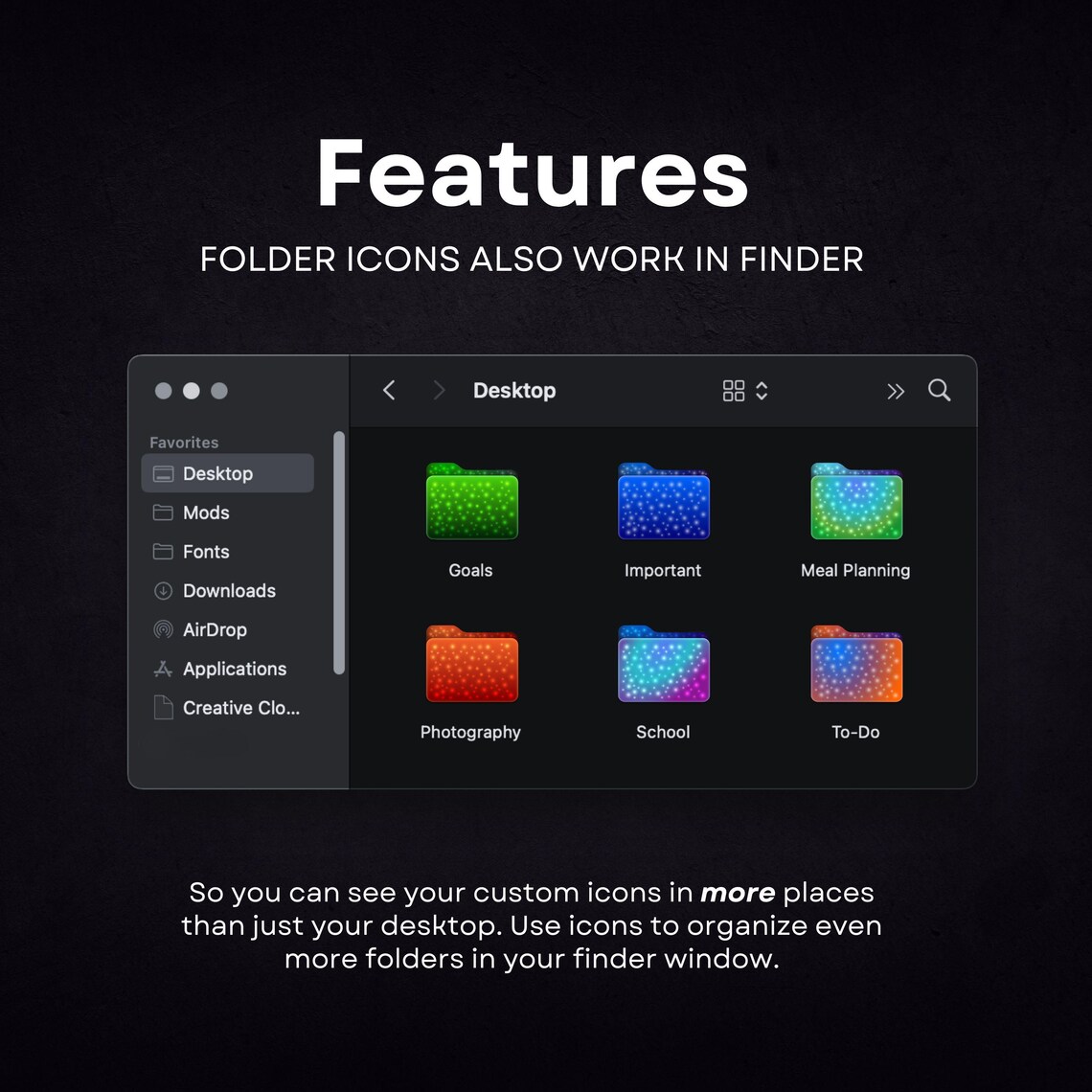 Neon Theme Icons, Desktop Folder Icon PNG, Cute Folder Icon Pack, PC ...