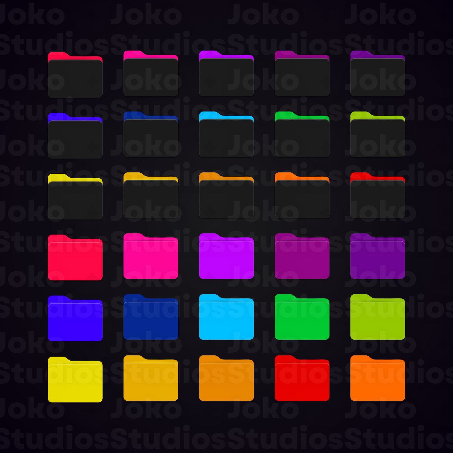 Mac Folder Icons, Rainbow Mac OS Folders, Colorful Desktop File Icons ...