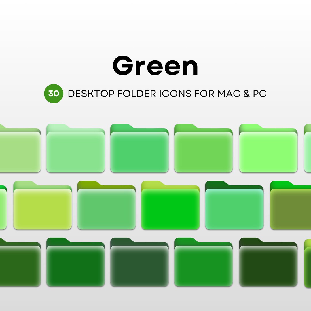 Folder Icons, Green Icons for Mac PC, Desktop Icons for Mac, Folder ...