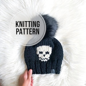 Classic Skull Beanie Knit PATTERN, Halloween Beanie, Knitting Pattern ...