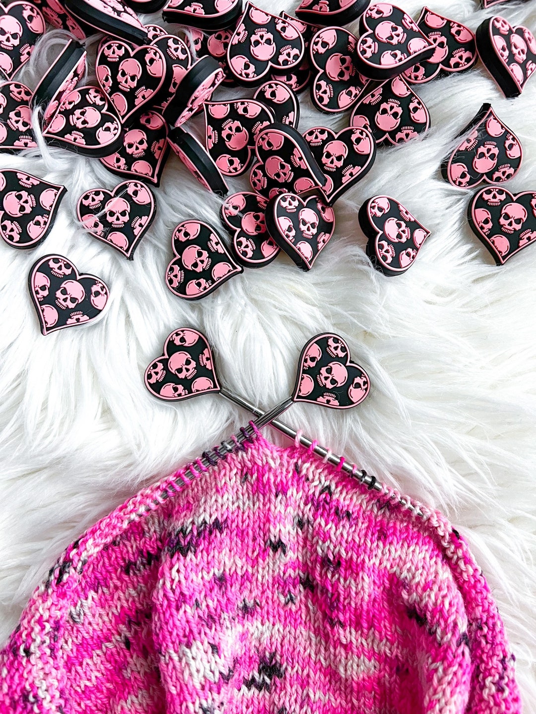 Heart Skulls Needle Stoppers, Point Protectors, Knit Notions, Knit ...