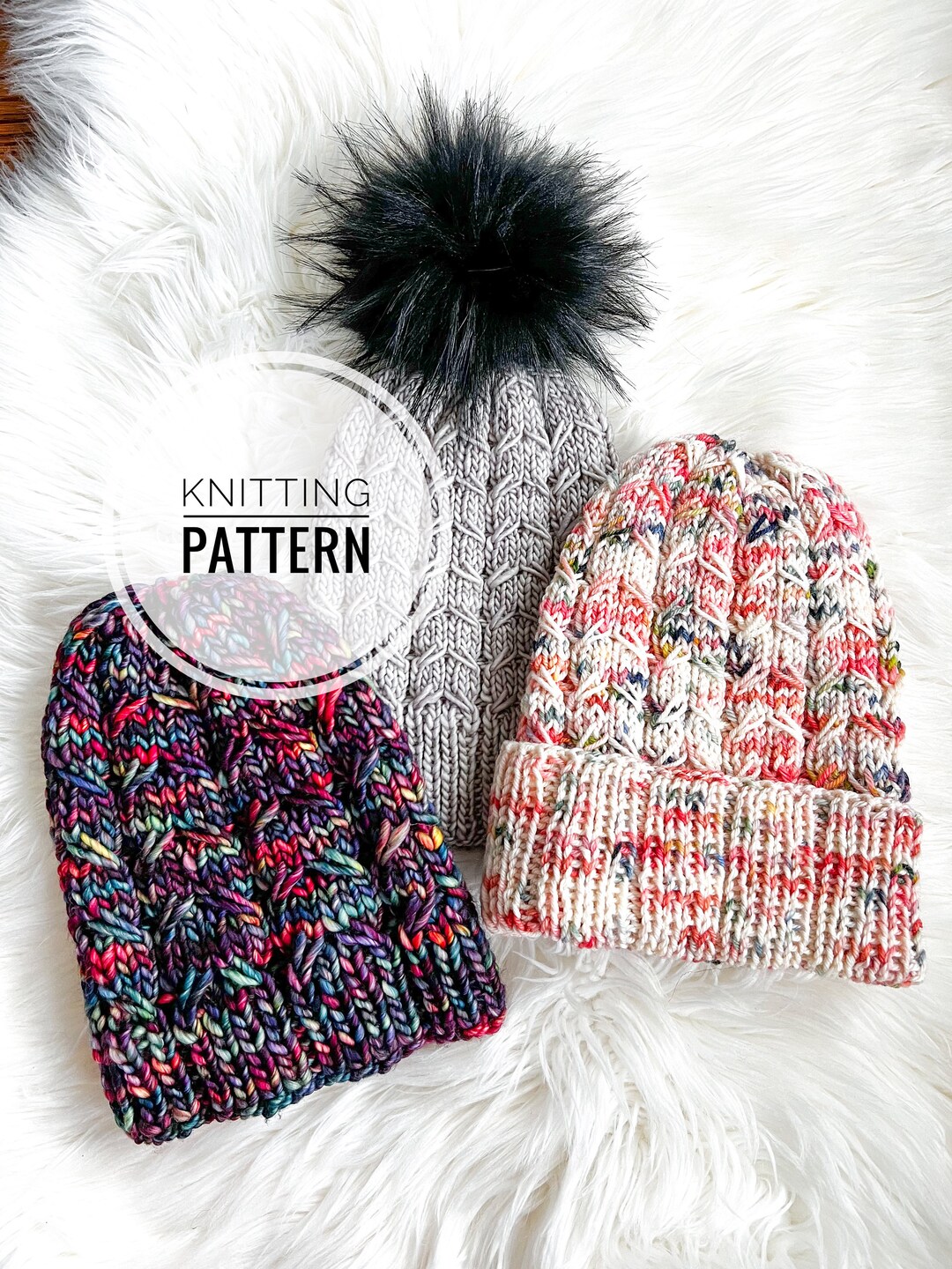 Sugar Twist Lite Beanie Knit PATTERN, Intermediate Knitting, Knitting ...