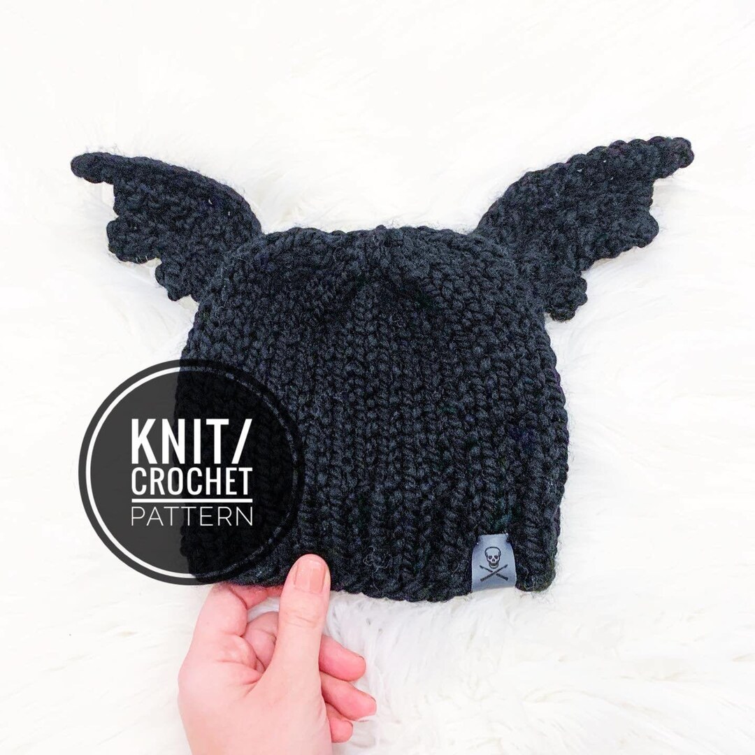 Bat Beanie PATTERN, Knit Crochet Pattern, Halloween Beanie Pattern ...
