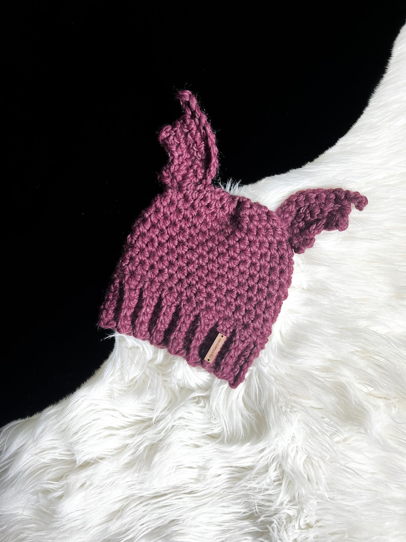Crochet Bat Wing Beanie Pattern, Beginner Crochet Pattern Instructions ...