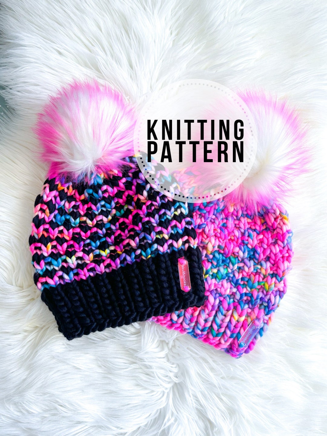 Hearts Poppin' Beanie Knit PATTERN, Advanced Beginner, Knitting Pattern ...