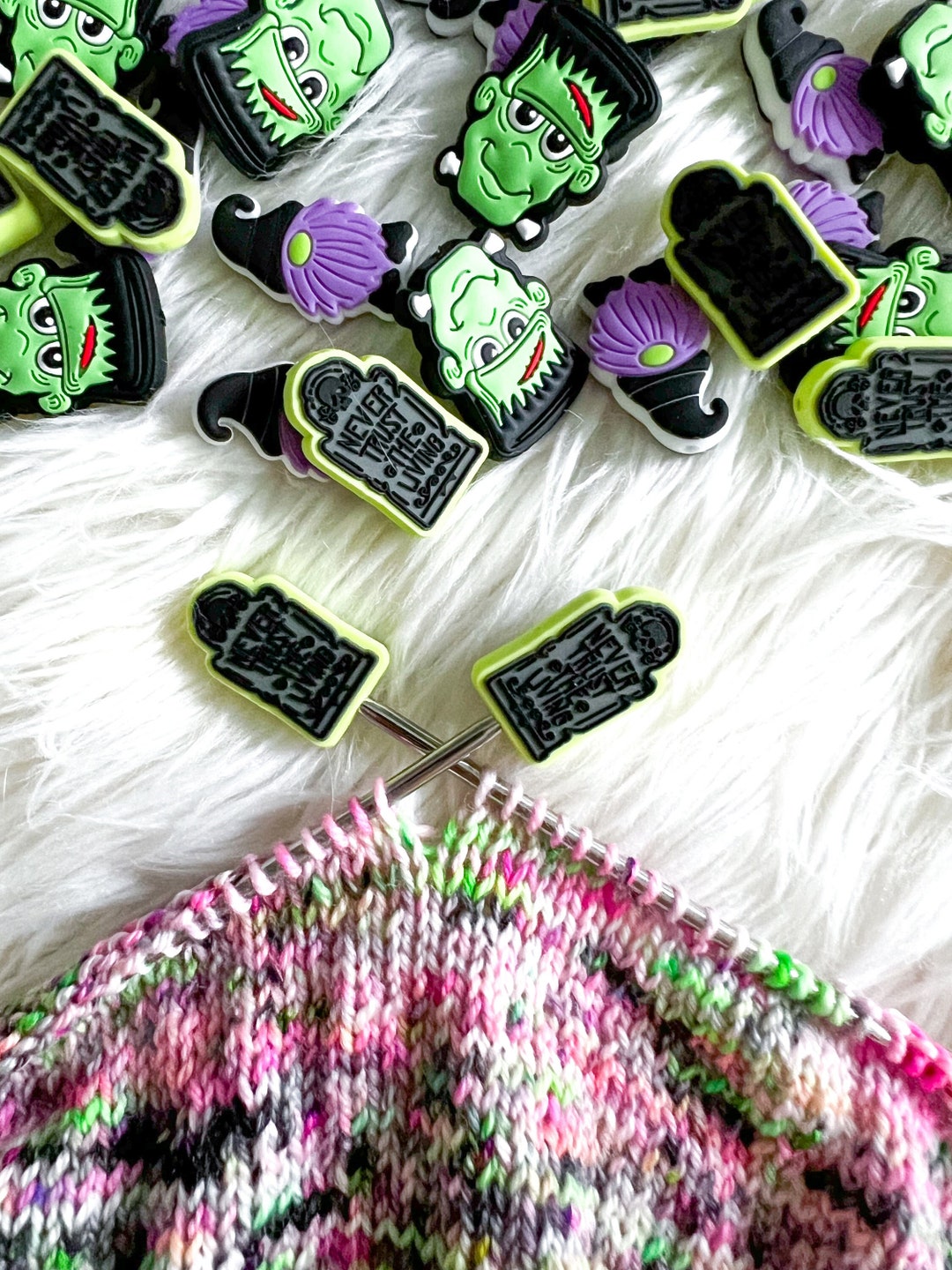 Tombstone Knitting Needle Stoppers, Halloween Point Protectors, Knit ...