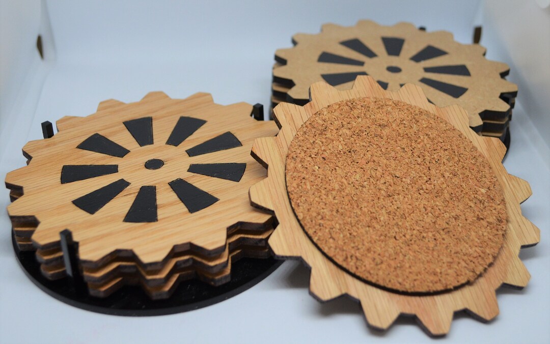 Wooden and Acrylic Gear Coaster Set Cut File - Etsy