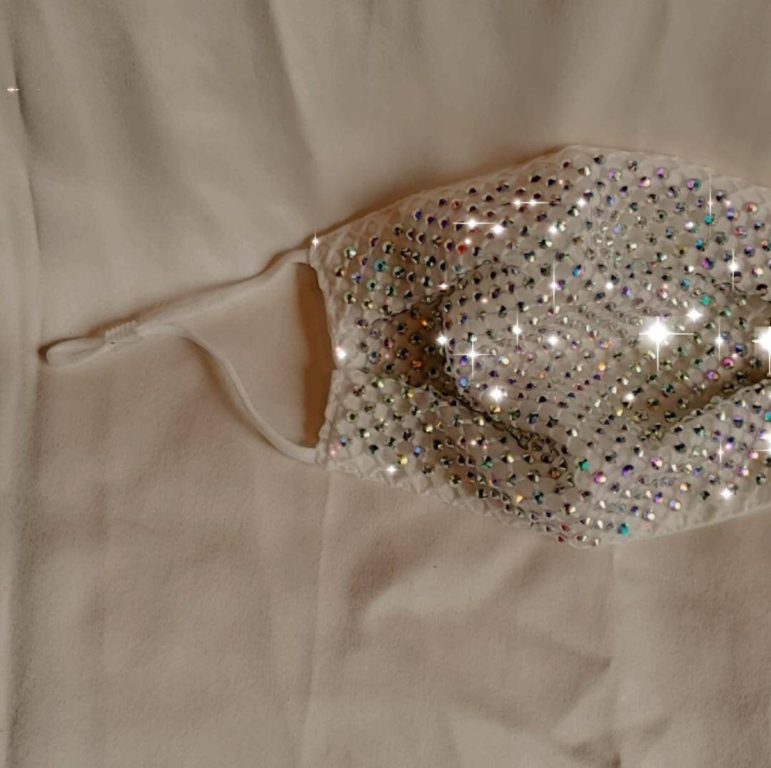 Rhinestone Face Mask | Cotton Filter Pocket 2 Layers | Reusable and ...