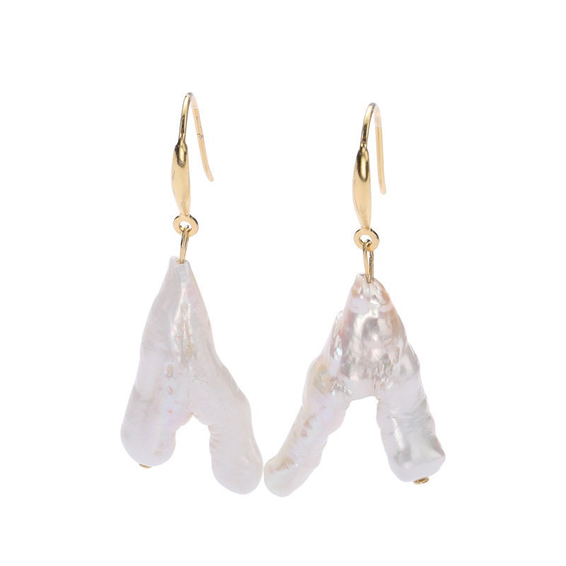 Baroque Pearl Earrings 925 Sterling Silver Gold Dangling | Etsy