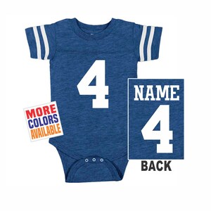 BLUE BABY JERSEY Striped Sleeves One Piece Bodysuit T Shirt Tee Infant ...