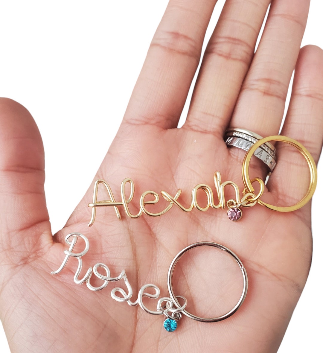 Custom Name Keychain, Name Keychain, Birthstone Keychain, Custom Name ...