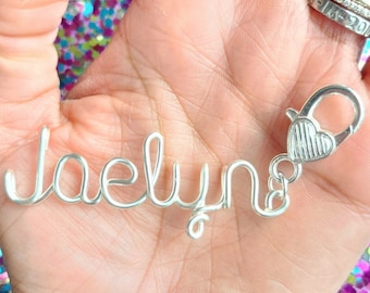 Custom Name Keychain With Heart Clasp, Name Keychain, Purse Charm ...