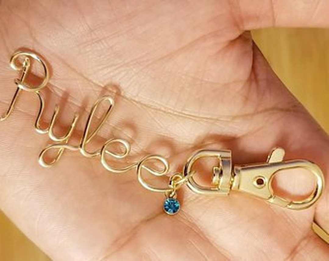 Custom Gold Name Keychain, Name Keychain, Birthstone Keychain, Custom ...