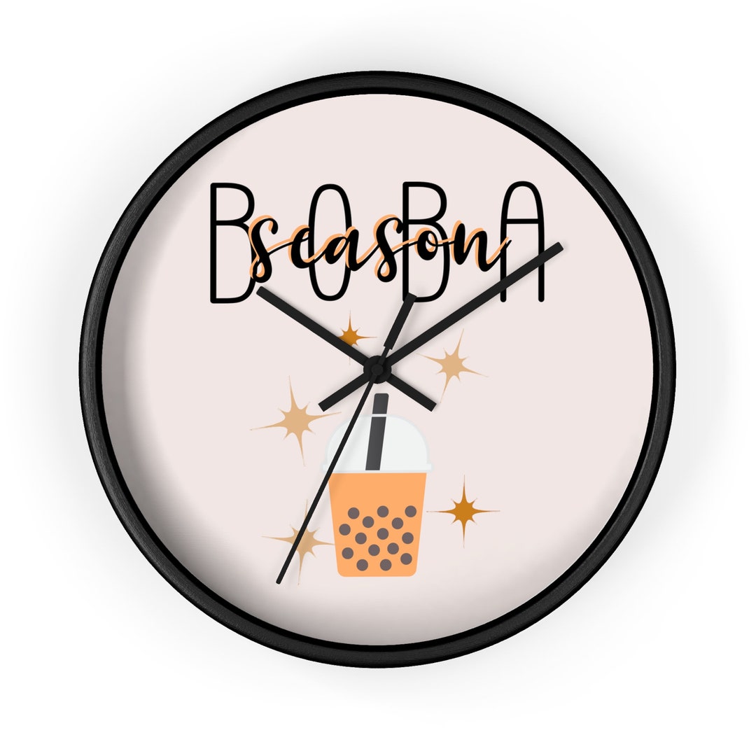 Boba Season Wall Clock, Bubble Tea Clock, Boba Silent 10 Clock, Clock ...