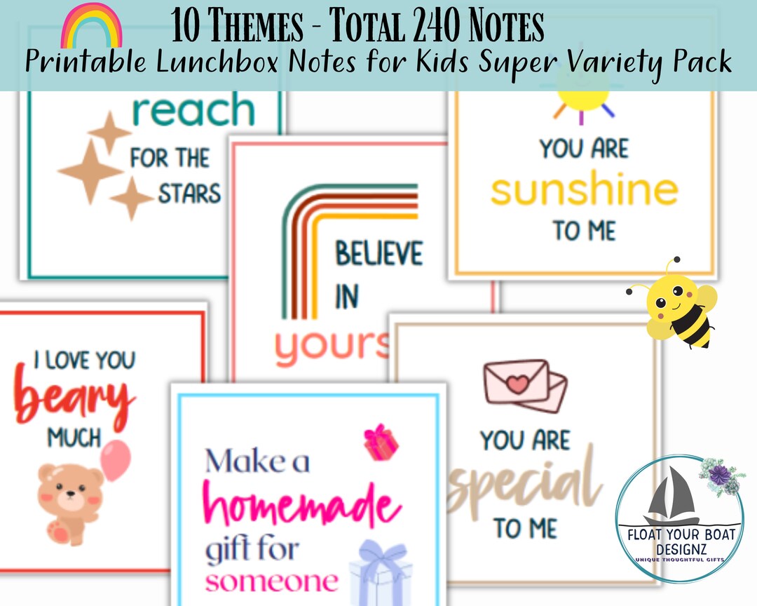 Buy Printable Lunchbox Notes for Kids, Positive Lunch Box Notes for ...