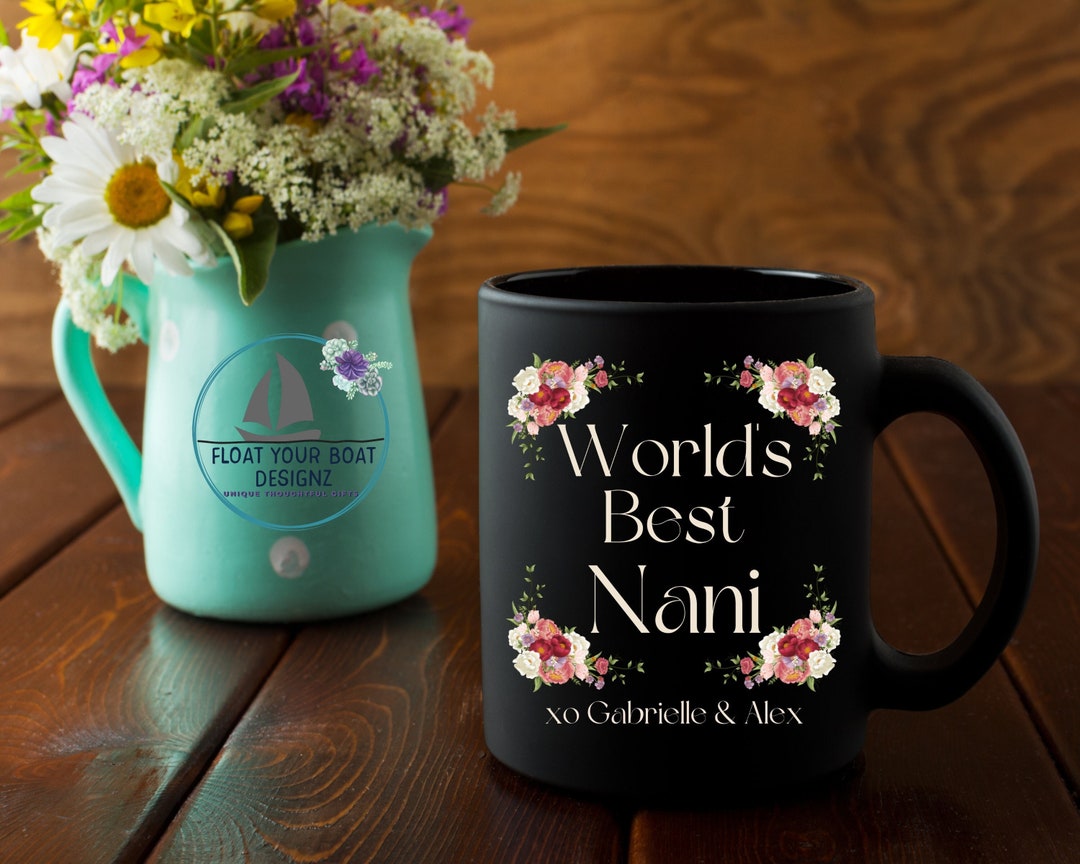 Personalized World's Best Nani Black Mug, Custom Name Grandmother Cup ...