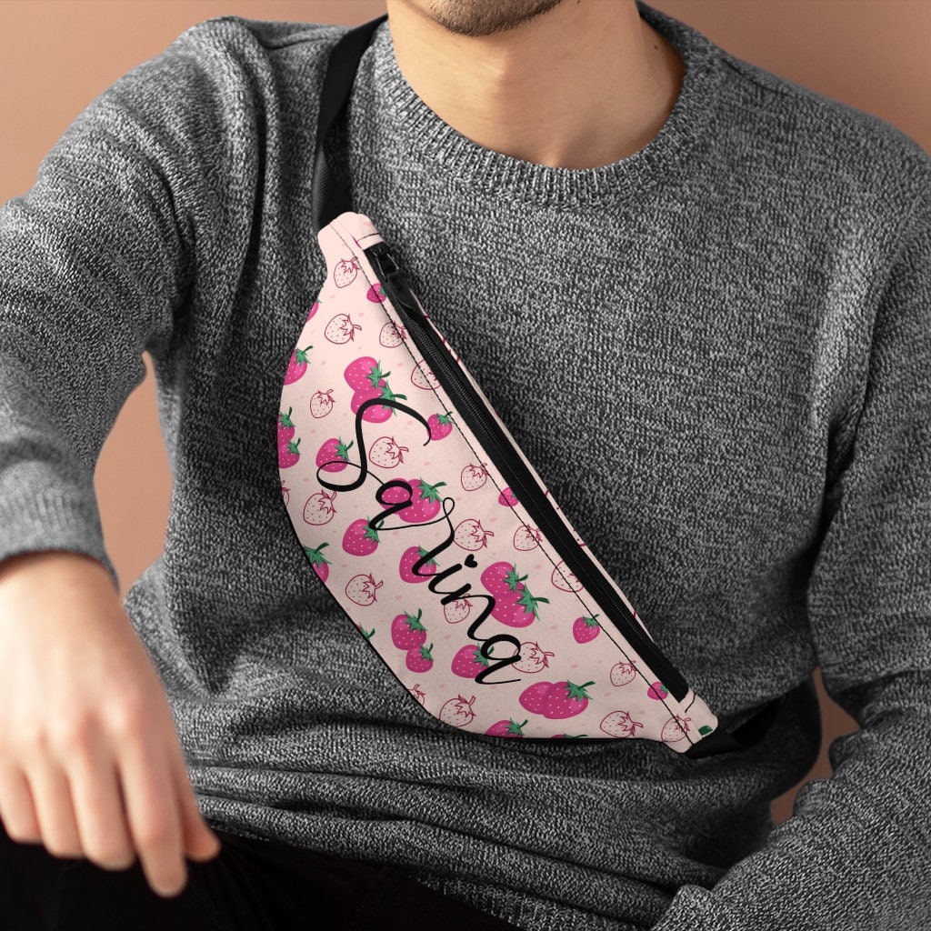 Personalized Pretty Pink Strawberries Fanny Pack Designed & Sold By ...