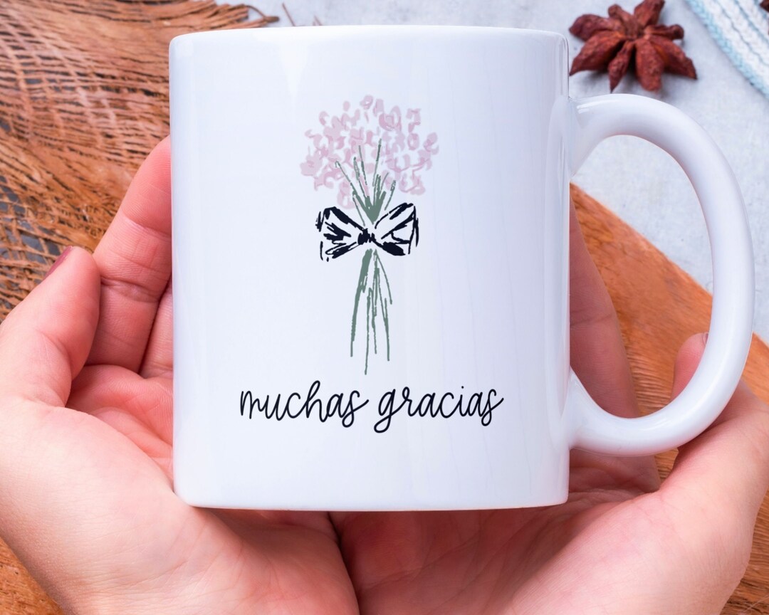 Muchas Gracias Spanish Thank You Minimalist Pink Flower Bouquet With ...