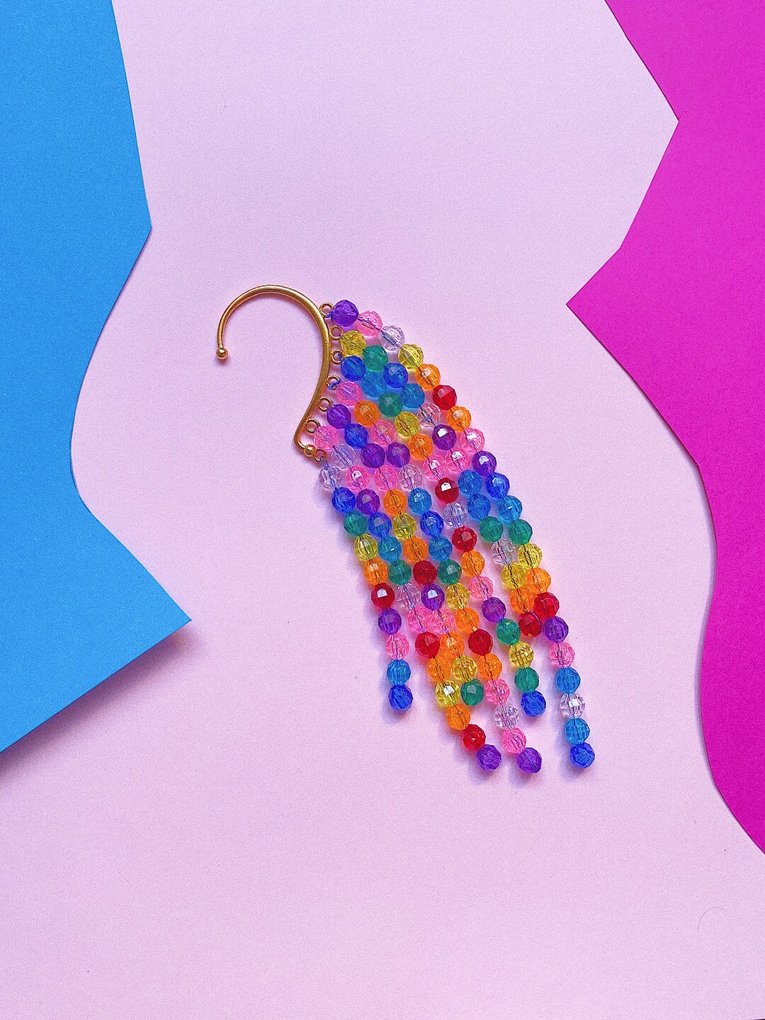 Rainbow Bead Ear-cuff - Etsy