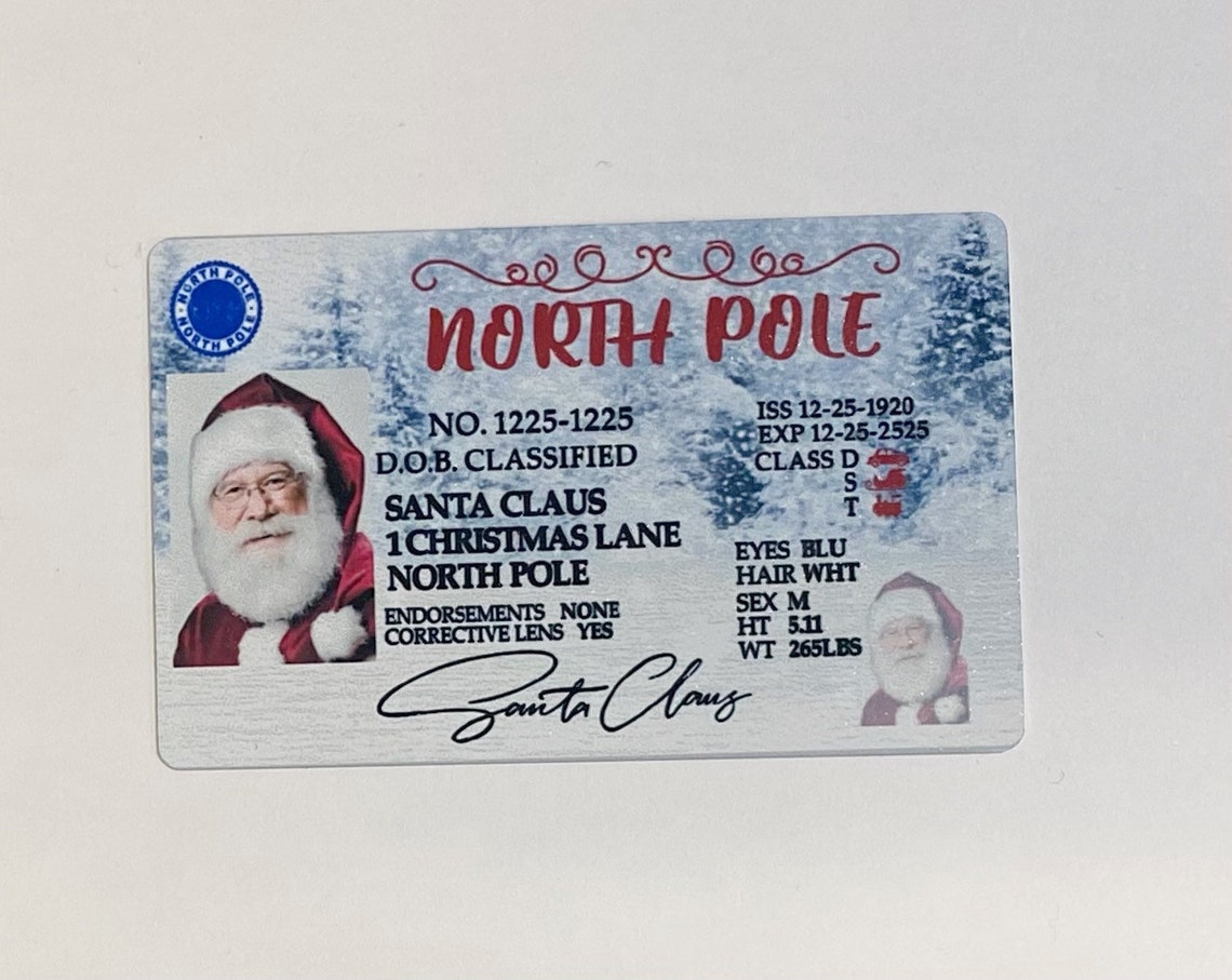 Santa license Santa drivers license Santa Claus id Santa | Etsy