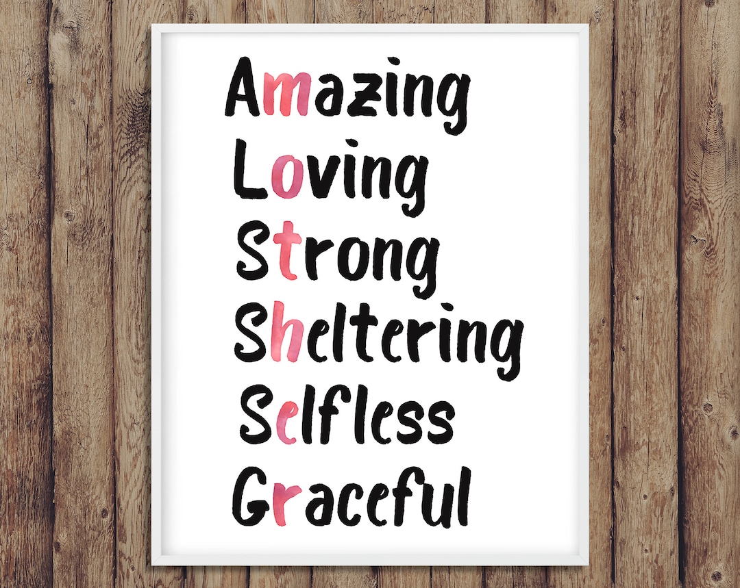 Mother Meaning, Instant Download, Digital File, Gift for Mom, Artwork ...