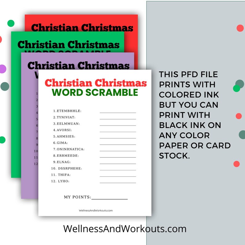 Christian Christmas Word Scramble, Christmas Game, Family Game Night ...