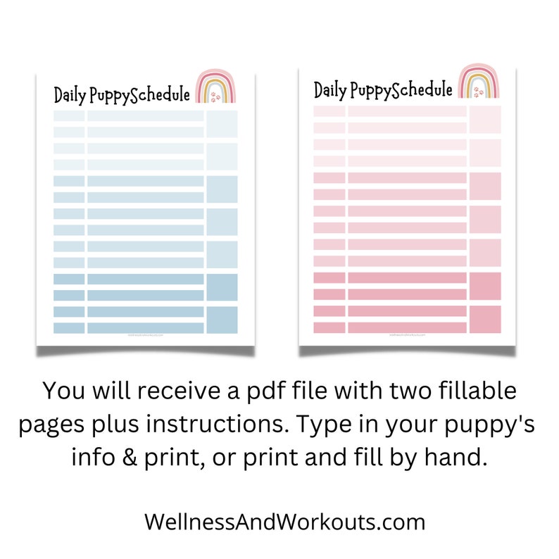 Puppy Daily Schedule, Puppy Planner, Dog Schedule Template, Daily ...