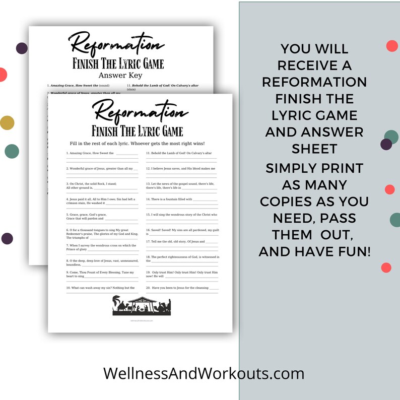 Reformation Finish the Lyric Game, Trivia Game, Reformation Party Game ...