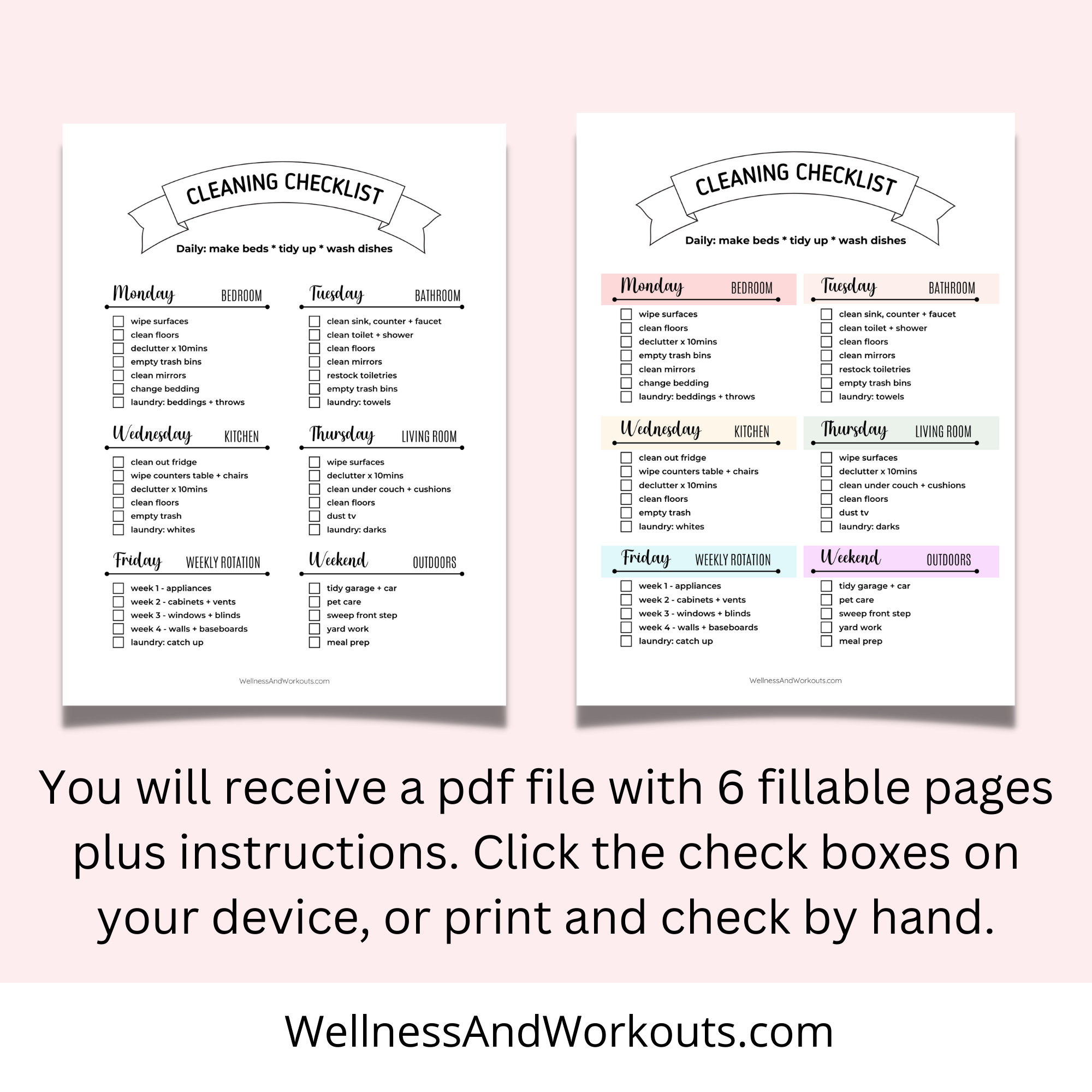 EDITABLE Cleaning Checklist, Household Planner, Cleaning Schedule ...