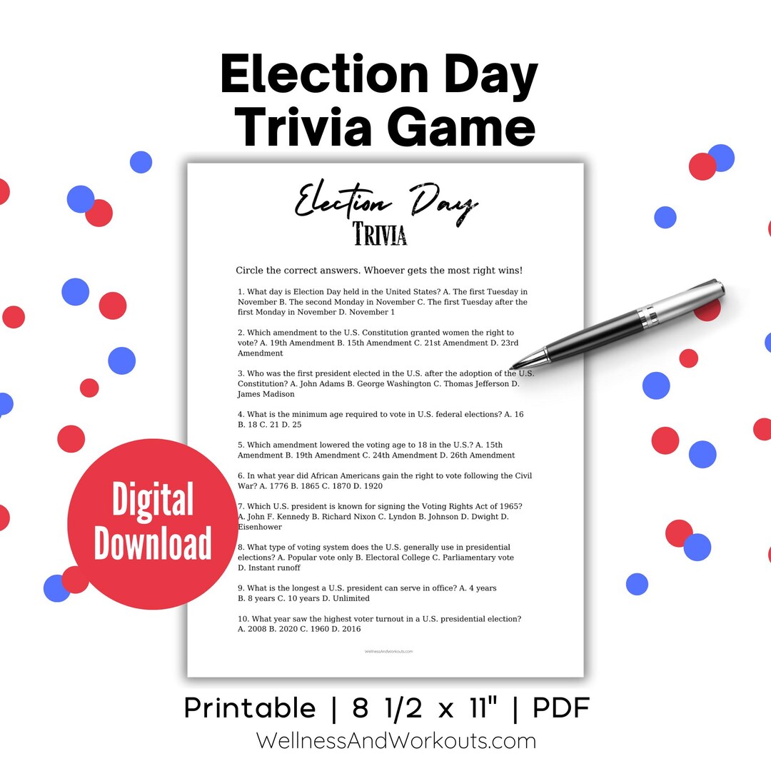 Election Day Trivia Game, Trivia Questions, Election 2024, Family Game ...