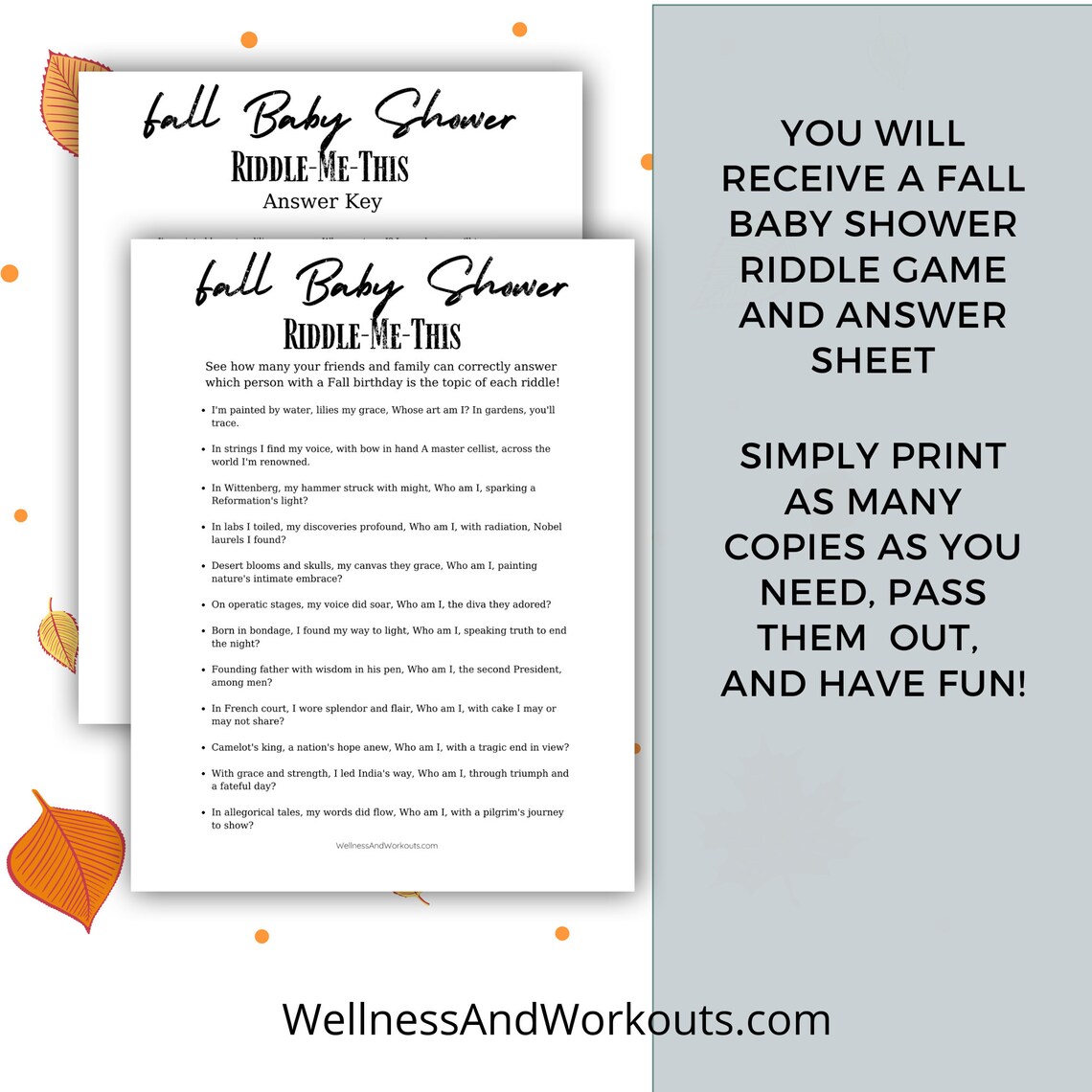 Fall Baby Shower Riddle Game, Fall Baby Shower Games, Groovy Baby ...