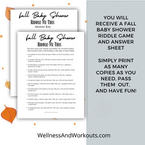 Fall Baby Shower Riddle Game, Fall Baby Shower Games, Groovy Baby ...