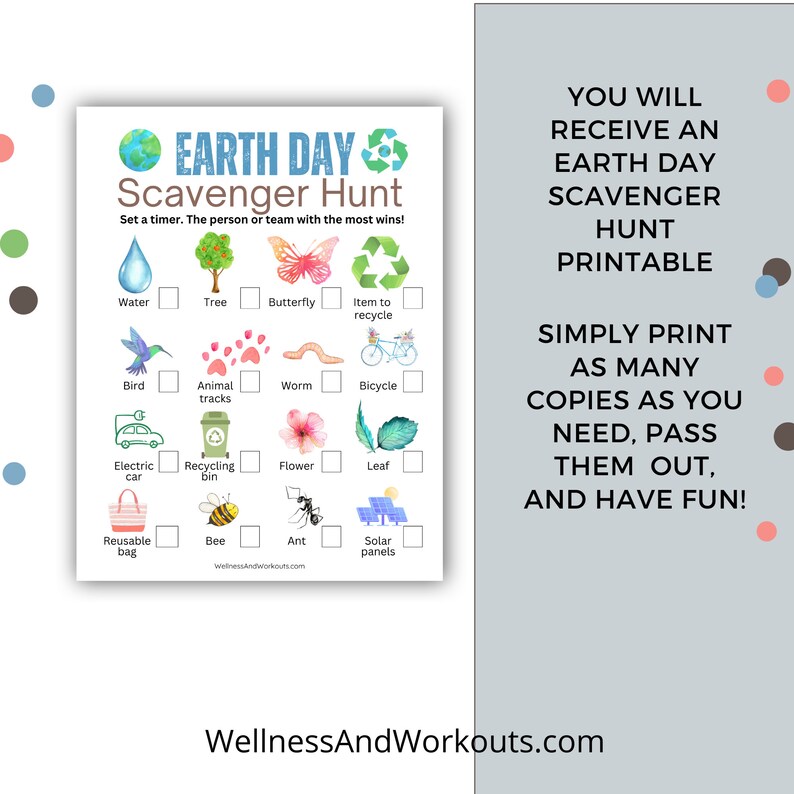 Printable Earth Day Scavenger Hunt for Kids, Printable Game, Kids ...