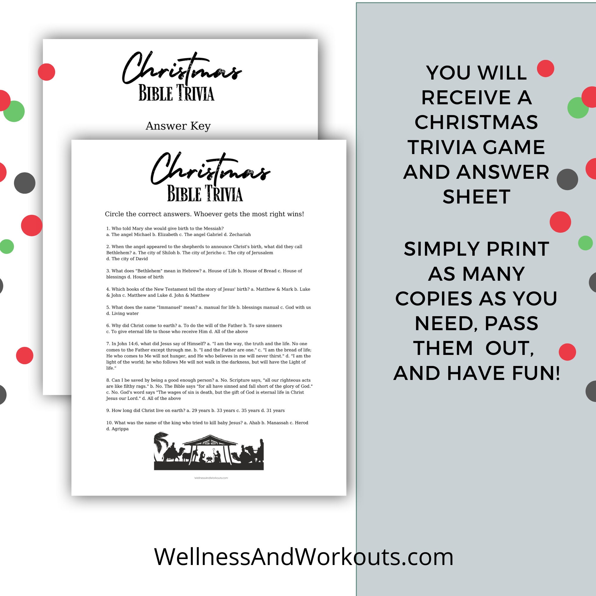 Christmas Trivia Game, Christian Christmas Printable, Bible Trivia ...