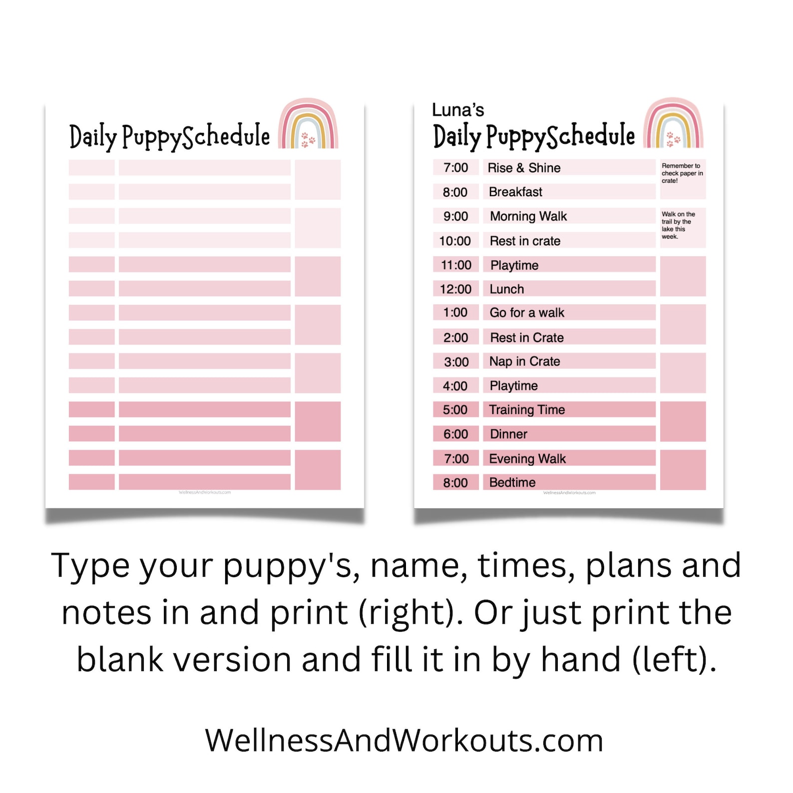 Puppy Daily Schedule, Puppy Planner, Dog Schedule Template, Daily ...