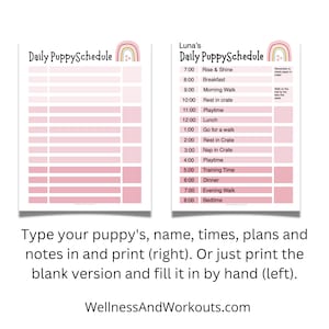 Puppy Daily Schedule, Puppy Planner, Dog Schedule Template, Daily ...