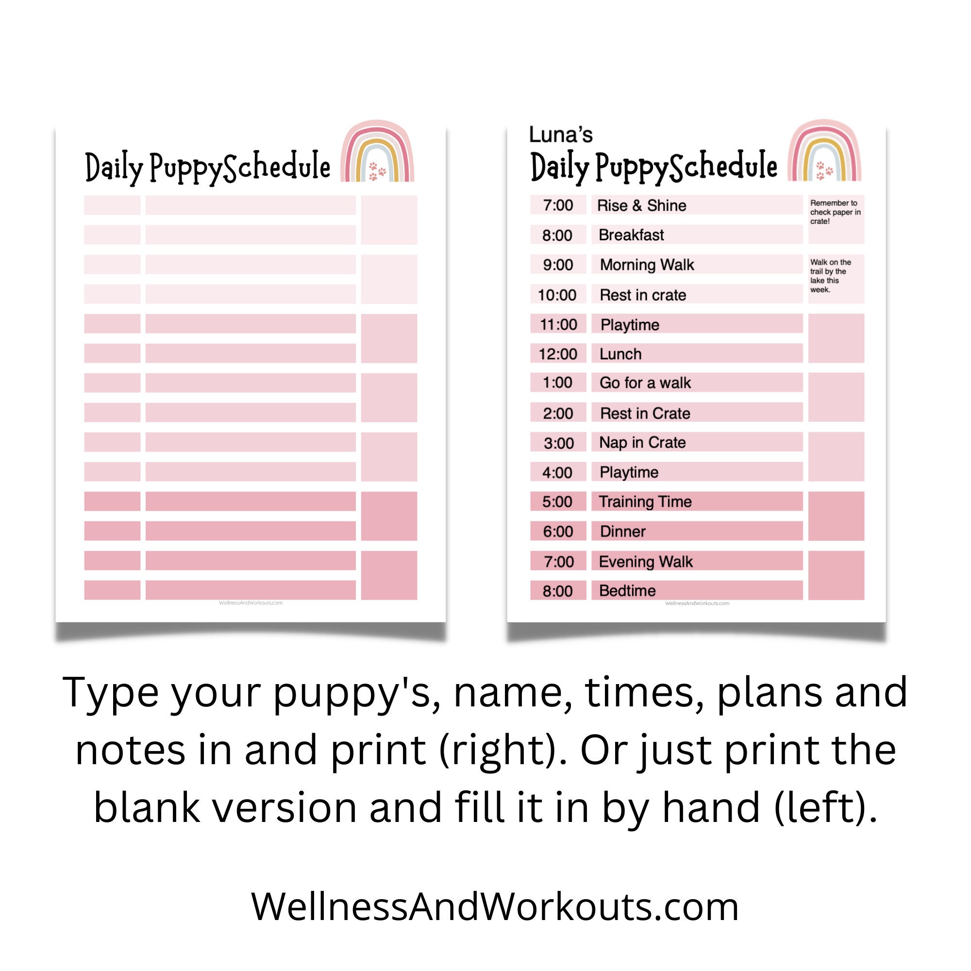 Puppy Daily Schedule, Puppy Planner, Dog Schedule Template, Daily ...