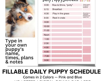 Puppy Daily Schedule, Puppy Planner, Dog Schedule Template, Daily ...