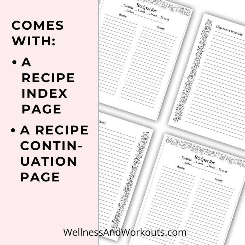 EDITABLE Recipe Binder Kit, Recipe Cards, Recipe Binder, Cookbook ...