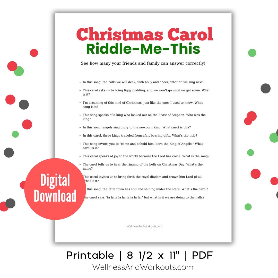 Christmas Carol Riddle-me-this Game, Christmas Carol Riddle Game ...