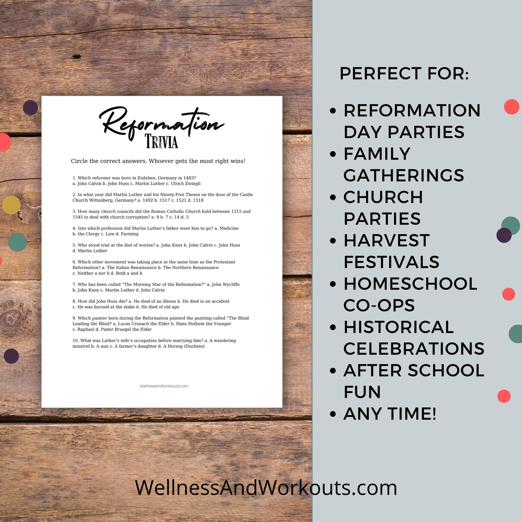 Reformation Trivia Game, Reformation Party Game, Reformation Day Game ...