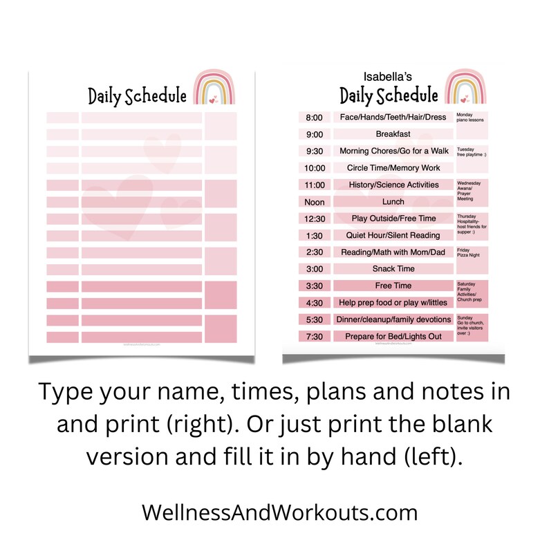 Daily Schedule, Fillable Daily Routine PDF, Daily Checklist, Editable ...