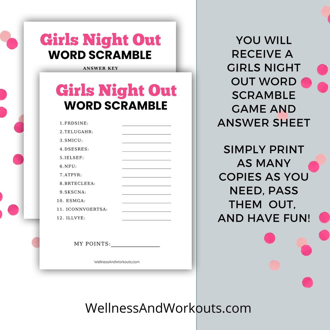 Girls Night Out Word Scramble, Girls Night Games, Word Game, Ladies ...
