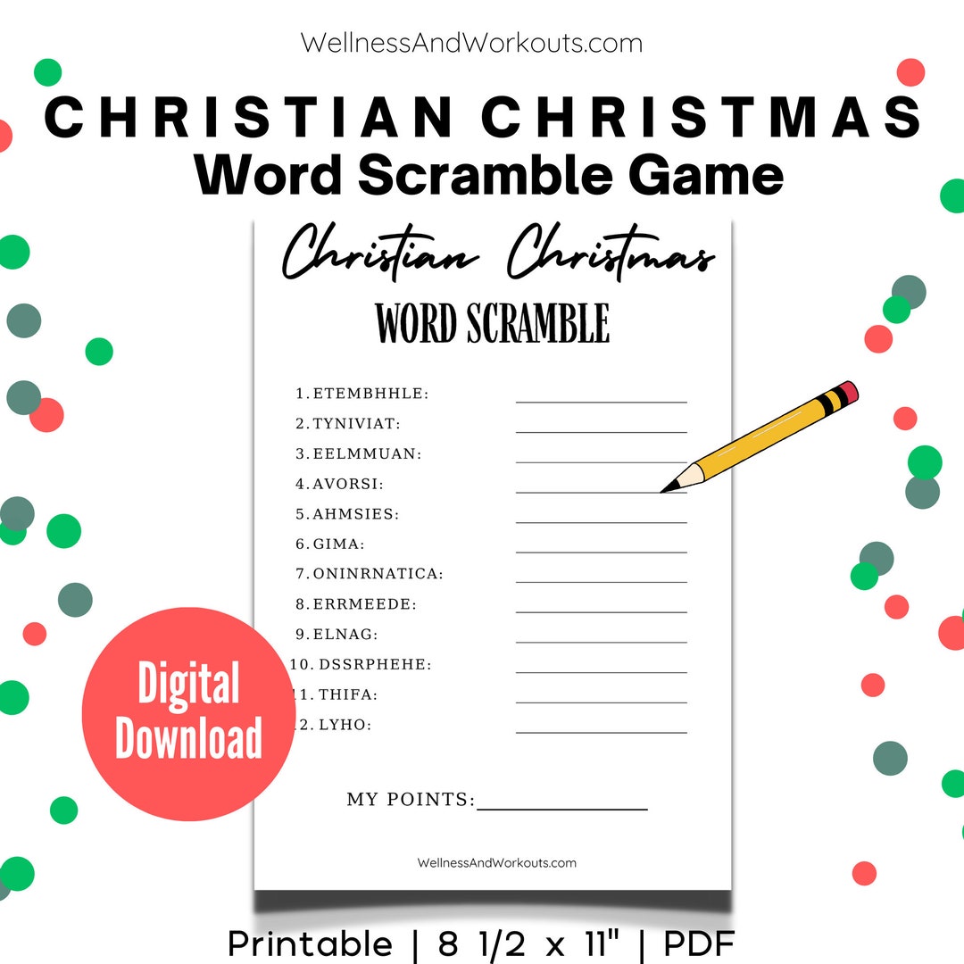 Christian Christmas Word Scramble, Christmas Game, Family Game Night ...