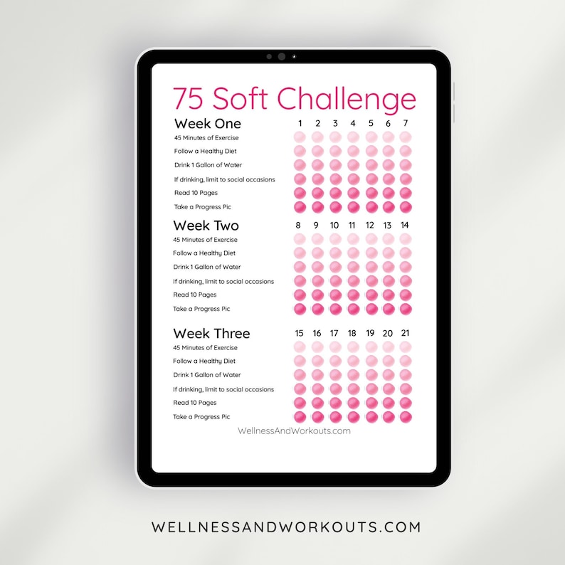 75 Soft Challenge Habit Tracker Printable for 75 Day - Etsy