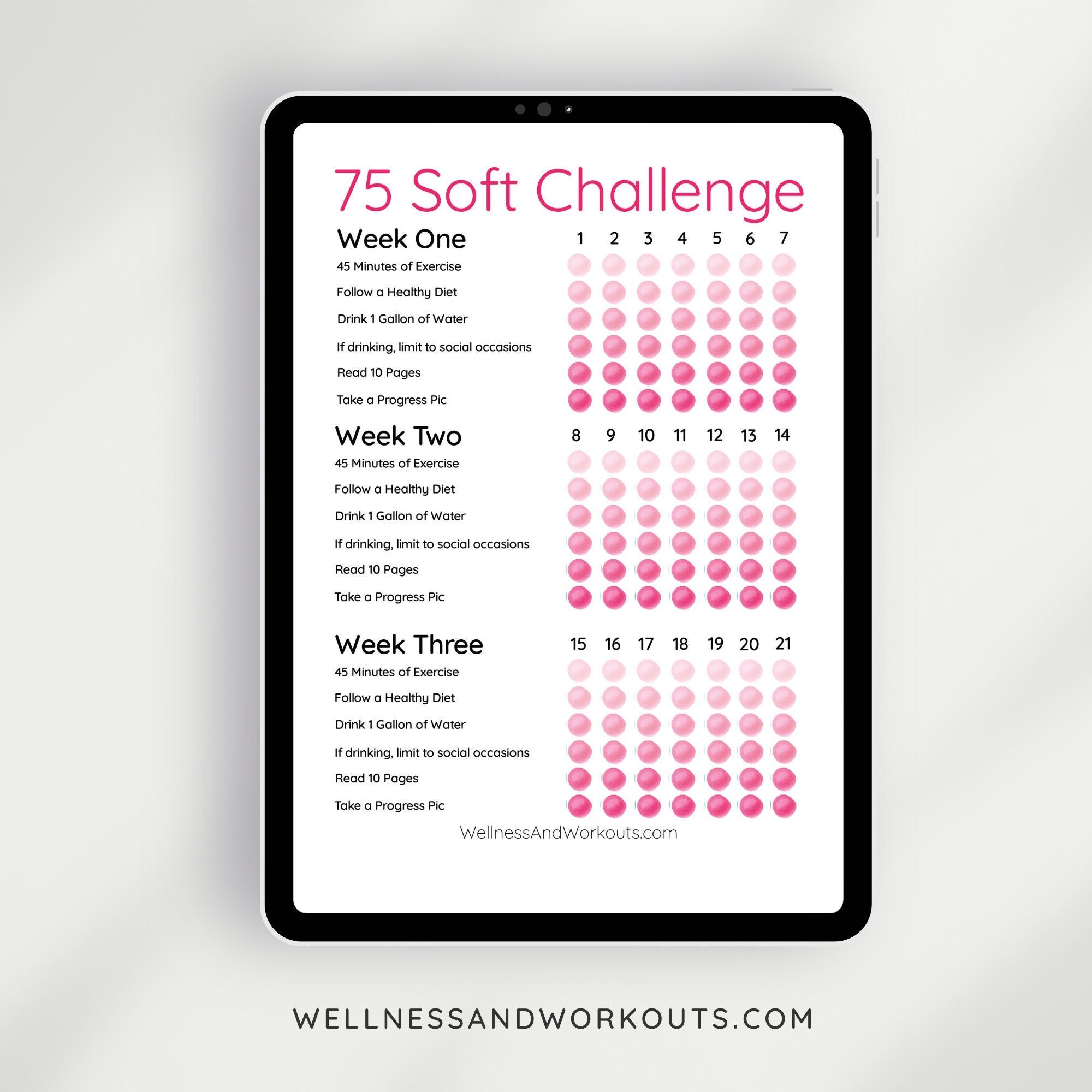 75 Soft Challenge Habit Tracker Printable for 75 Day Challenge. This is ...