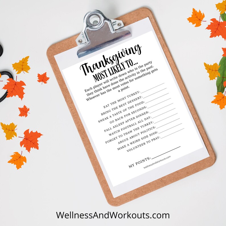 Thanksgiving Game Printable, Most Likely to Game, Family Game Night ...