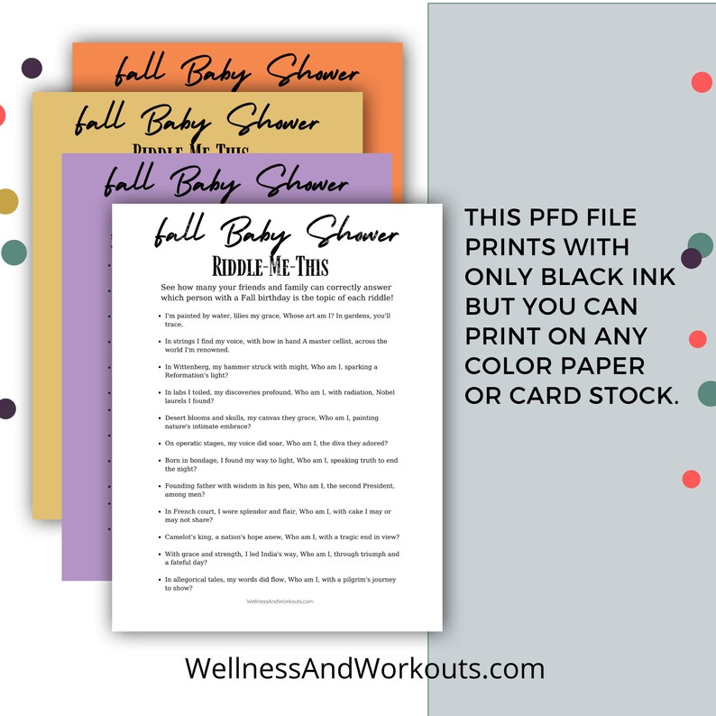 Fall Baby Shower Riddle Game, Fall Baby Shower Games, Groovy Baby ...